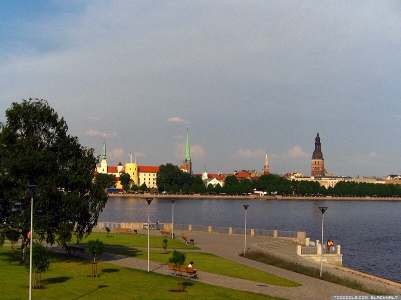 Riga, Latvia / Towers of Old Riga from Stone Of Sun
